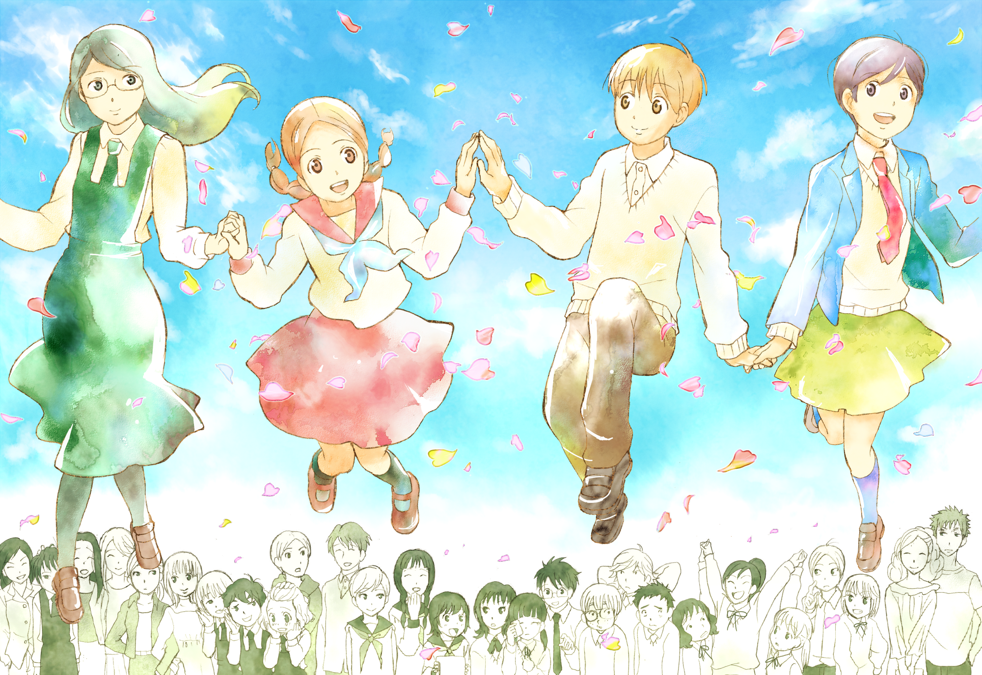 Safebooru - aoi hana ariga makoto chiba saori clouds creator connection ...