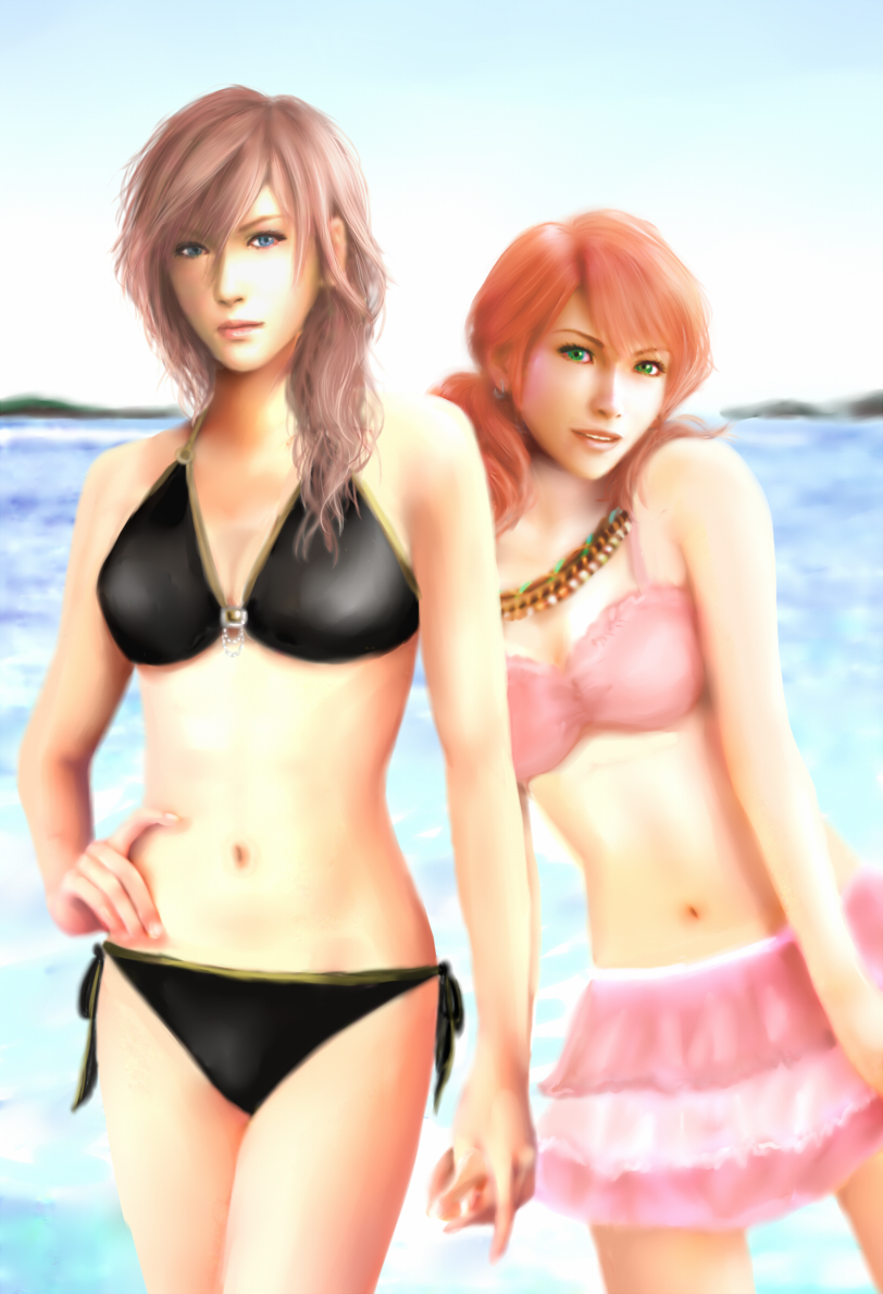 Safebooru - bikini blue eyes final fantasy final fantasy xiii green eyes lightning (ff13 ...