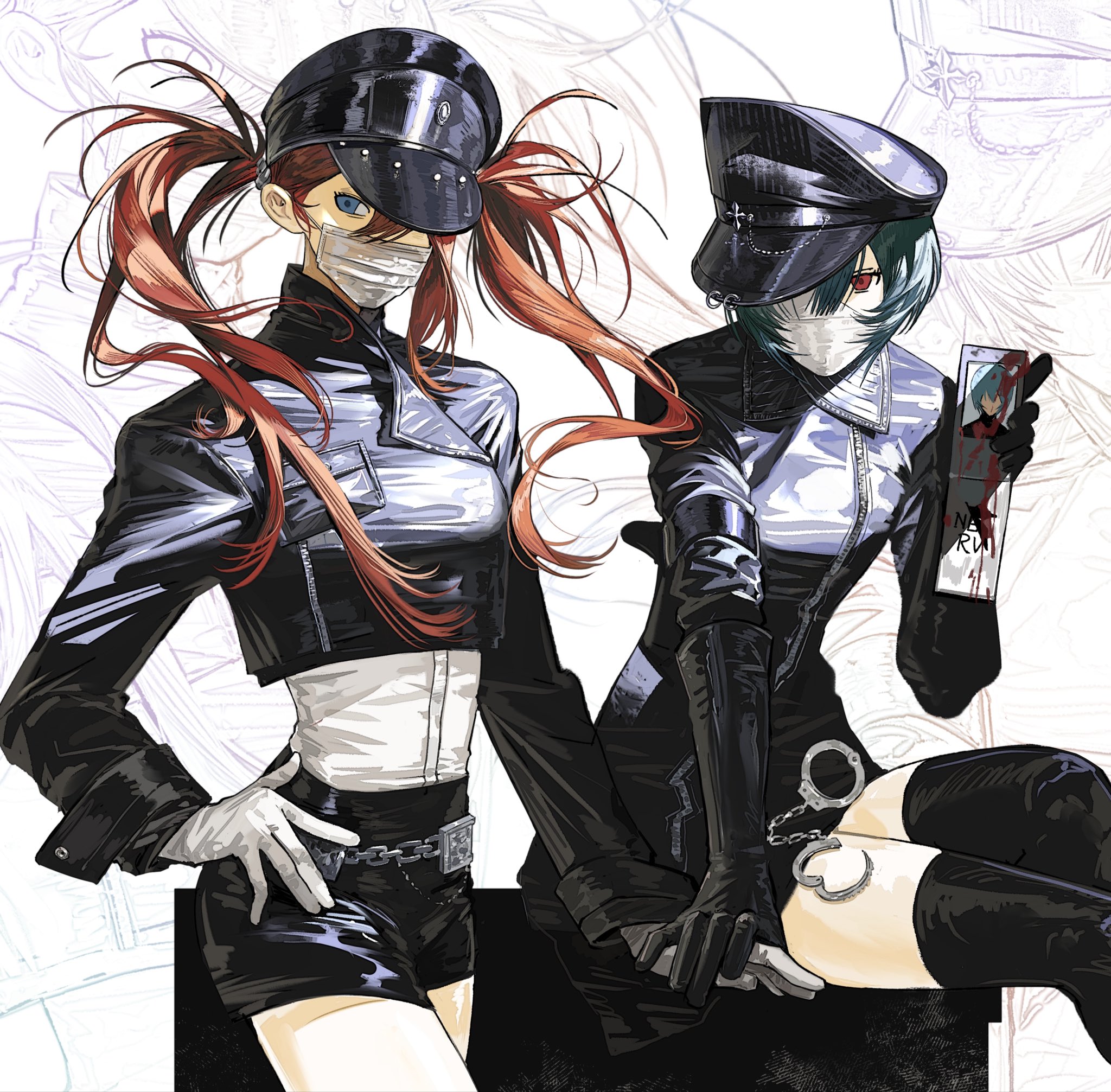 Safebooru - 2girls ayanami rei black gloves black hat black jacket ...