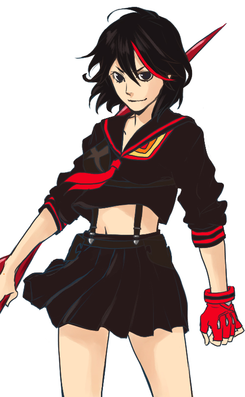 Safebooru - 1girl black eyes black hair crop top fingerless gloves ...