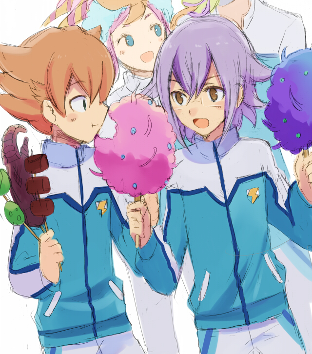 Safebooru - barufoa blush dutch angle eating food glasses inazuma ...