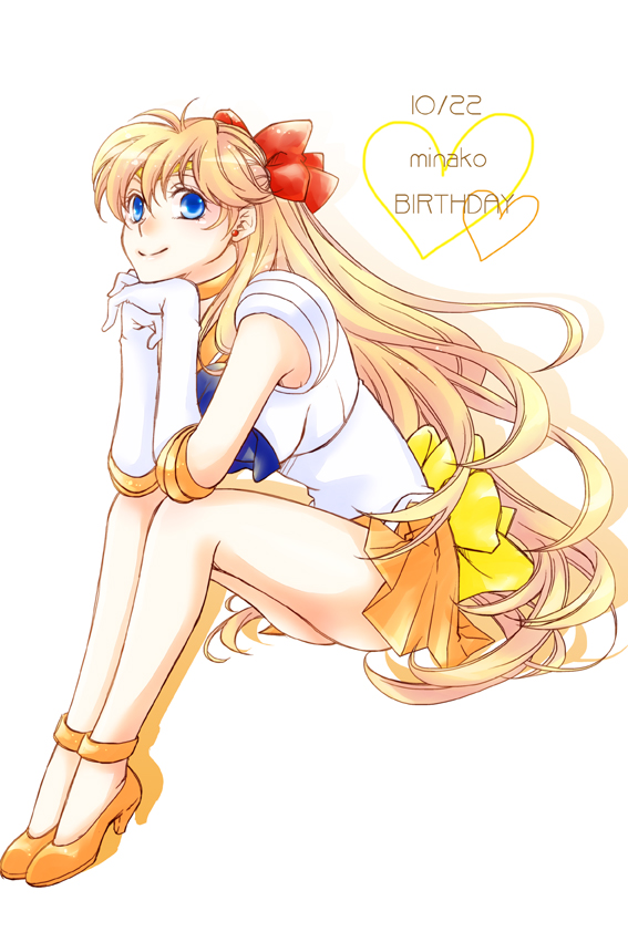 Safebooru - 1girl aino minako bishoujo senshi sailor moon blonde hair blue eyes bow chin rest ...