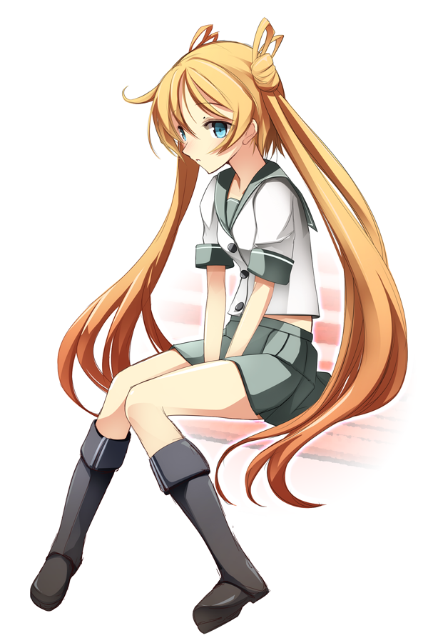 Safebooru - 1girl abukuma (kantai collection) blonde hair blue eyes boots double bun hupokrisis ...
