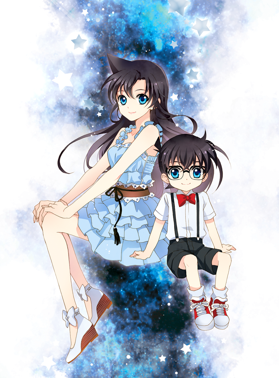 Safebooru - 1boy 1girl ahoge black hair blue eyes dress edogawa conan ...