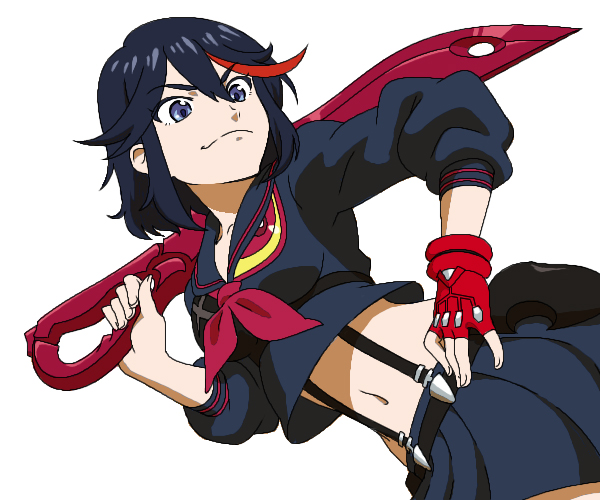Safebooru - 1girl black hair blue eyes fingerless gloves gloves kill la ...