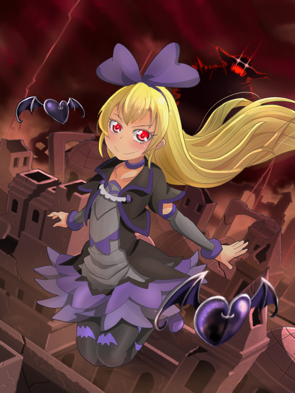 Safebooru - 1girl bat wings blonde hair blush bow chiyomi dokidoki ...