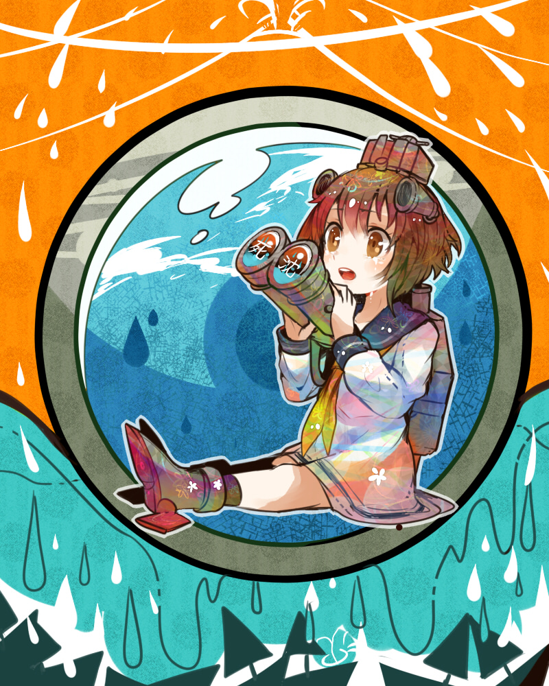 Safebooru - 1girl binoculars brown eyes brown hair crying crying with eyes open hair ornament ...