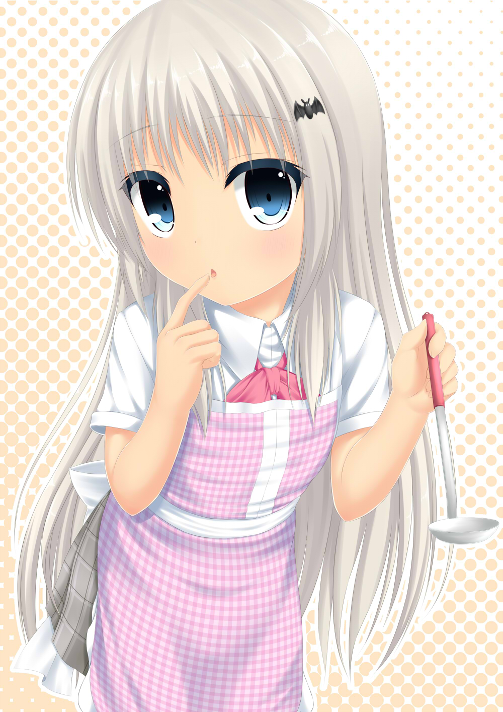 Safebooru 1girl Apron Blue Eyes Finger To Mouth Highres Kurose Taiga 6148