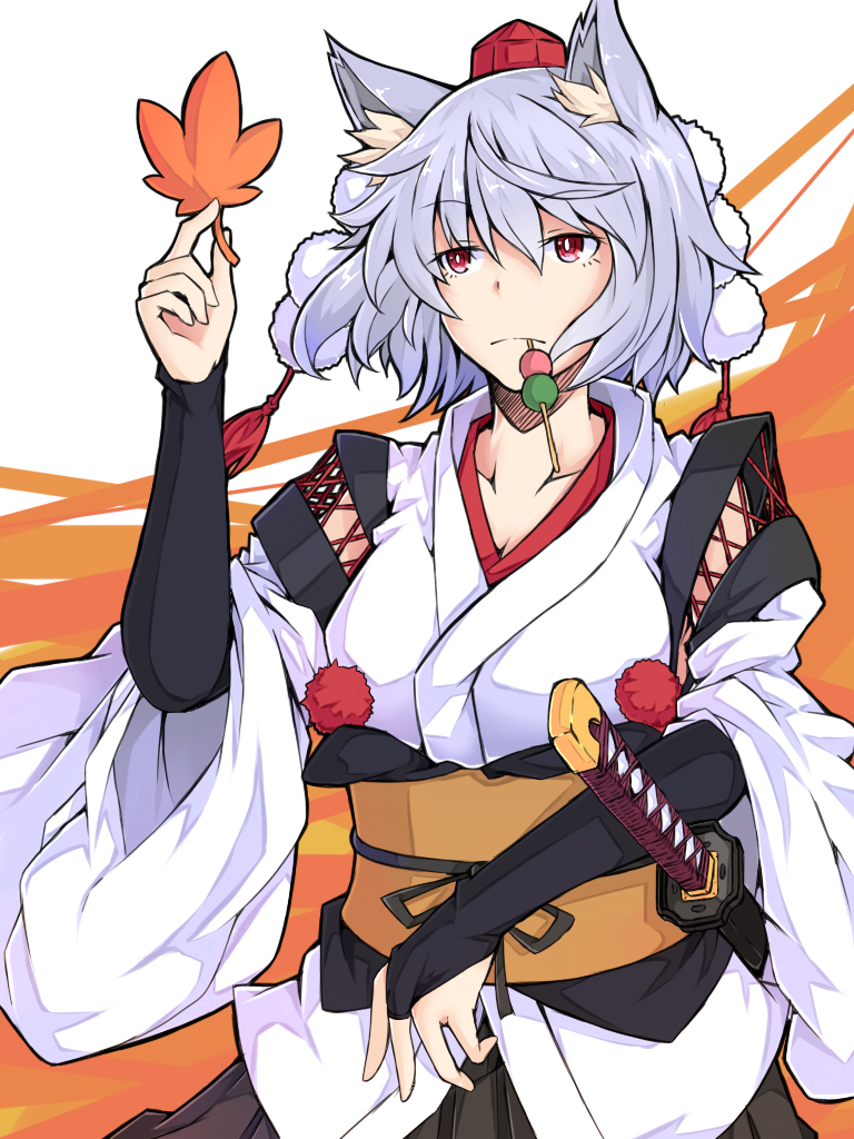 Safebooru - 1girl animal ears dango eating food hat inubashiri momiji ...
