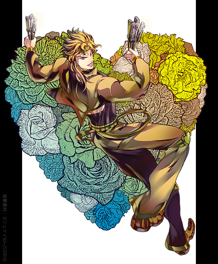 Safebooru - 1boy blonde hair dio brando flower headband heart jojo no kimyou na bouken knife ...