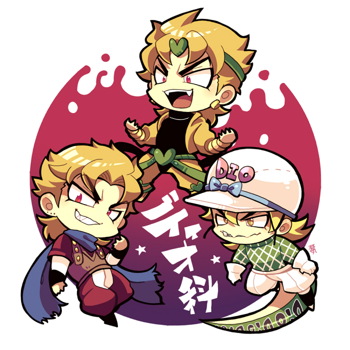 Safebooru - 3boys blonde hair diego brando dio brando dual persona fangs headband heart jojo no ...