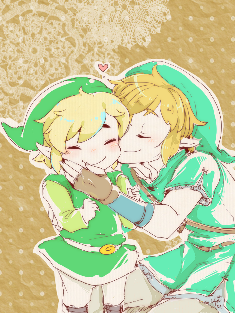 Safebooru - blonde hair dual persona gloves hat heart hug link nintendo ...