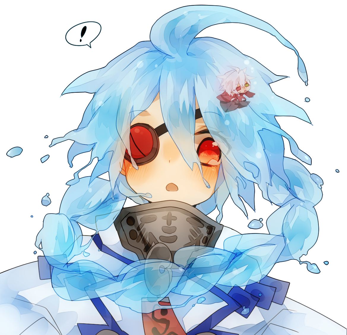 Safebooru - 1boy 1girl ahoge blazblue braid chibi eyepatch mizuki ...