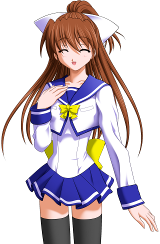 Safebooru - 1girl 2000s (style) black thighhighs blue skirt blush bow ...