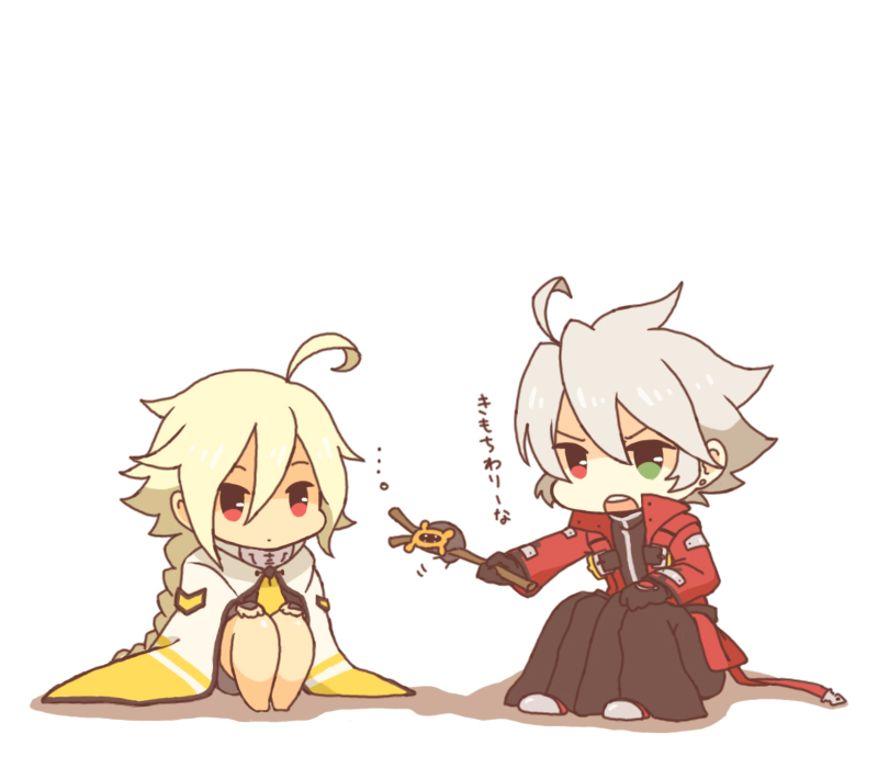 Safebooru - 1boy 1girl ahoge blazblue blonde hair cape chibi ...