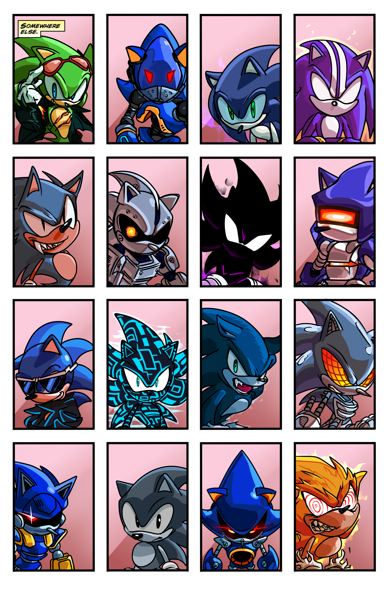 Safebooru - 6+boys anti sonic blue eyes chaos sonic dark sonic ...