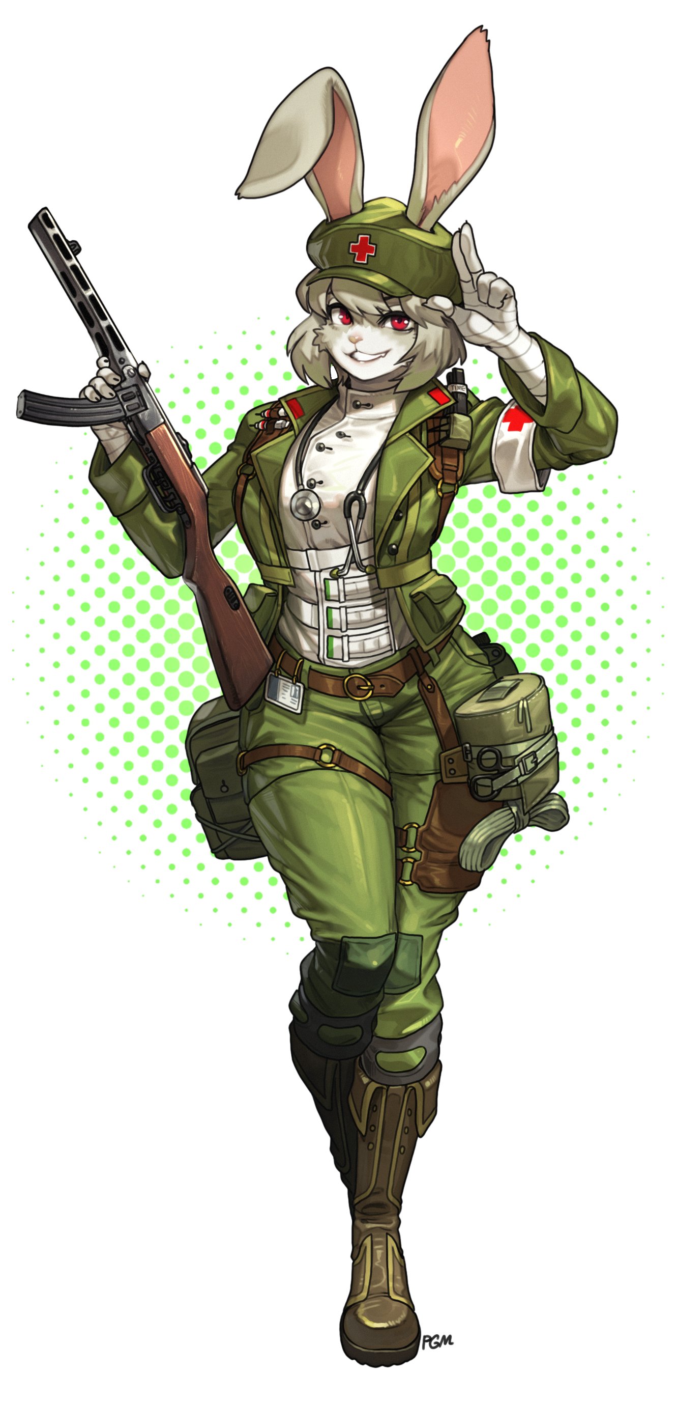 Safebooru - 1girl absurdres animal ears armband bandaged arm bandages belt body fur boots cross ...