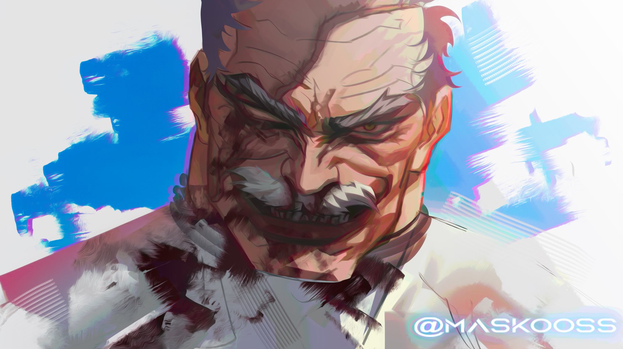 Safebooru - 1boy @ (symbol) artist name bald spot balding blind eye ...