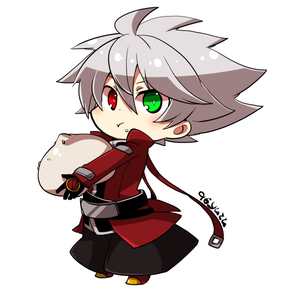 Safebooru - 1boy blazblue chibi dumpling eating heterochromia jacket ...