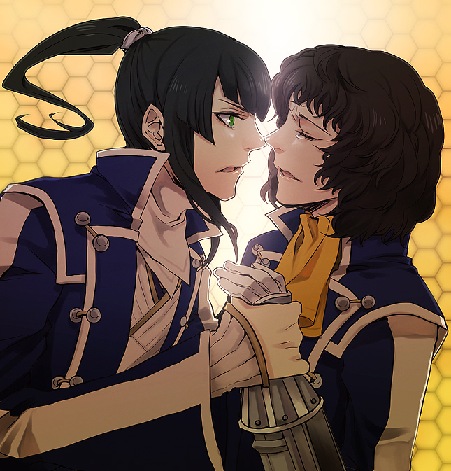 Safebooru - 2boys black hair closed eyes gauntlets green eyes jonathan ...