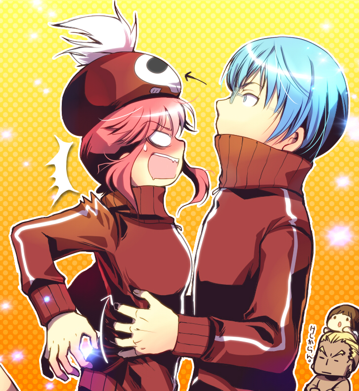 Safebooru - blonde hair blue eyes blue hair blush brown hair gamagoori ...