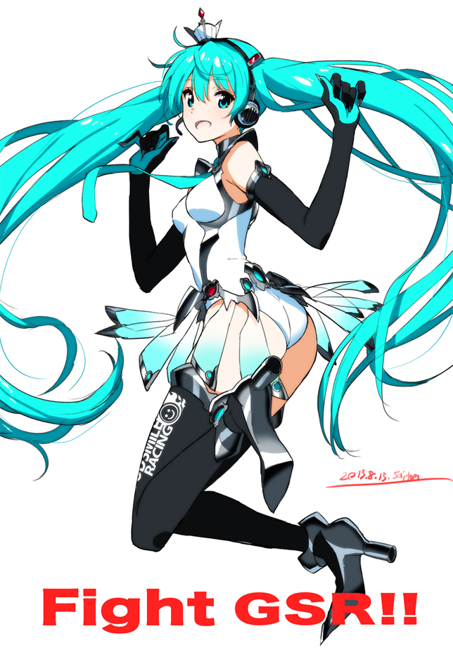 Safebooru - 1girl 2013 aqua eyes aqua hair artist name boots crown dated elbow gloves gloves ...