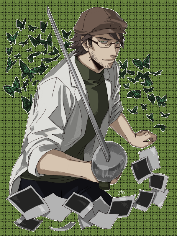 Safebooru - 1boy assa beard brown hair butterfly facial hair green ...