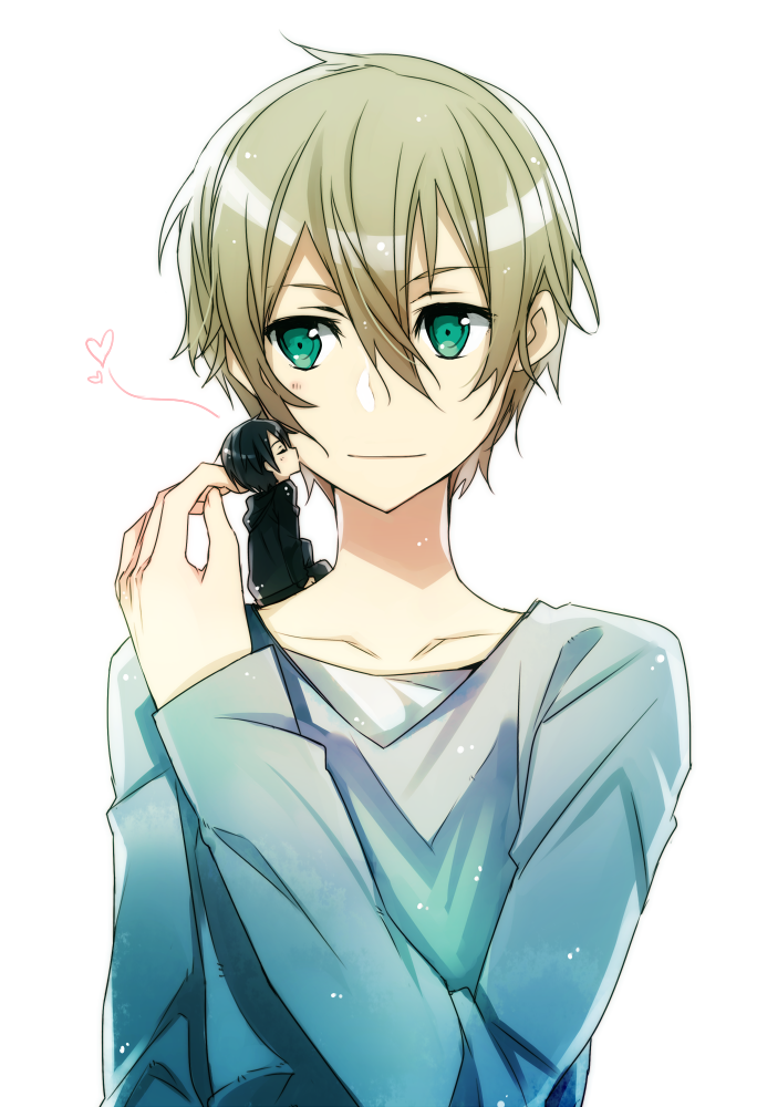 Safebooru - 2boys blonde hair eugeo green eyes jianmo sl kirito kiss ...