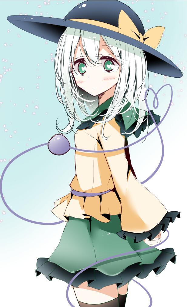 Safebooru - 1girl black legwear blue background blush eyeball frilled ...