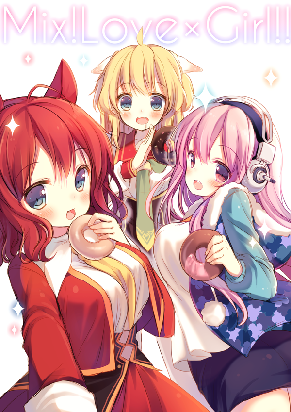 Safebooru - 3girls :3 :d amairo islenauts animal ears aqua eyes blonde hair blush crossover ...