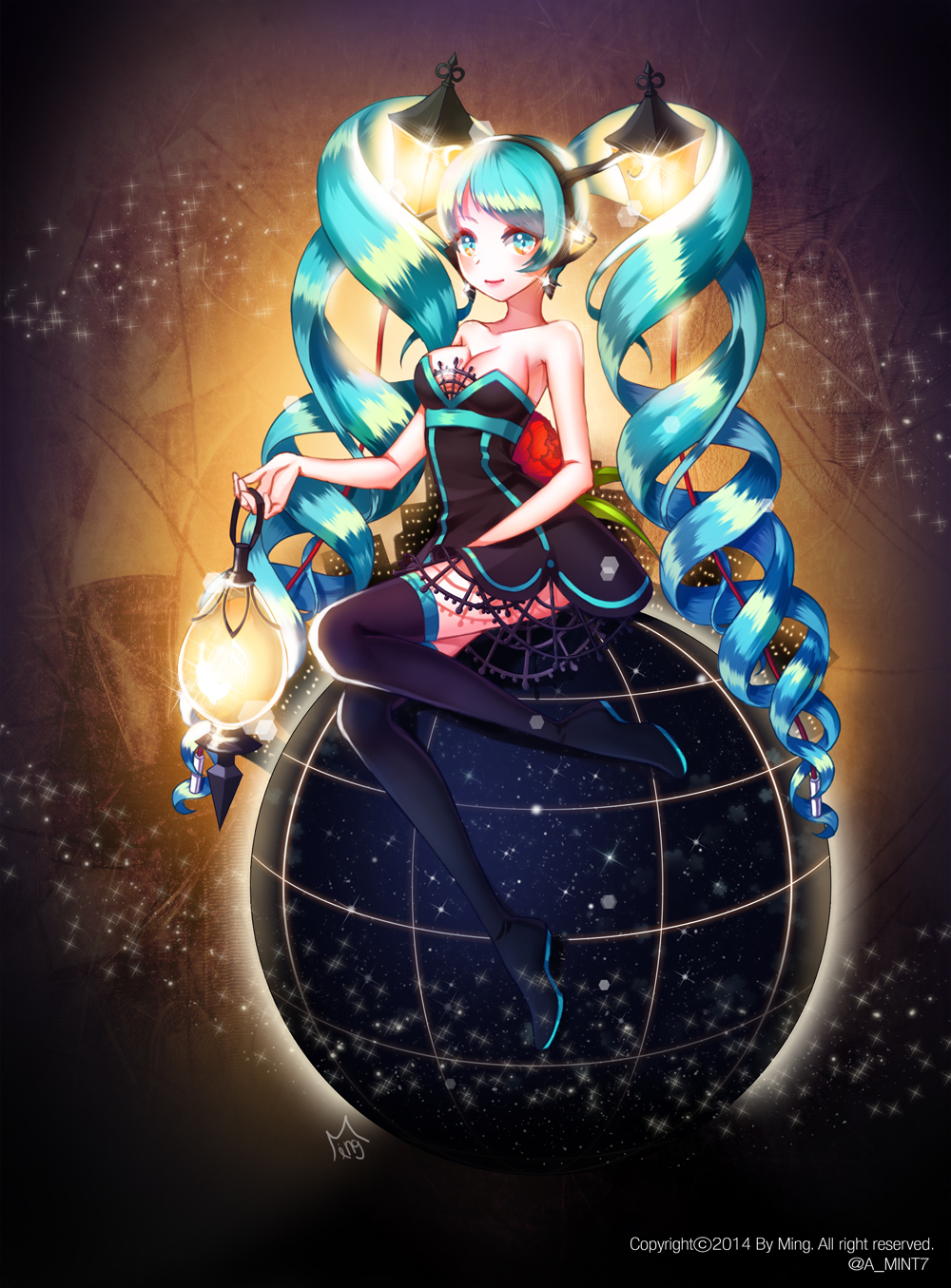 Safebooru - 1girl alternate costume alternate hairstyle aqua eyes aqua hair black legwear boots ...