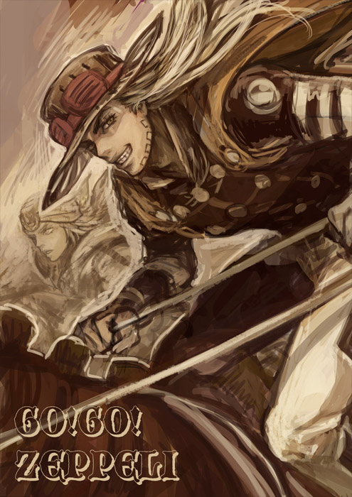 Safebooru - 2boys beard blonde hair brown eyes cape facial hair gyro ...