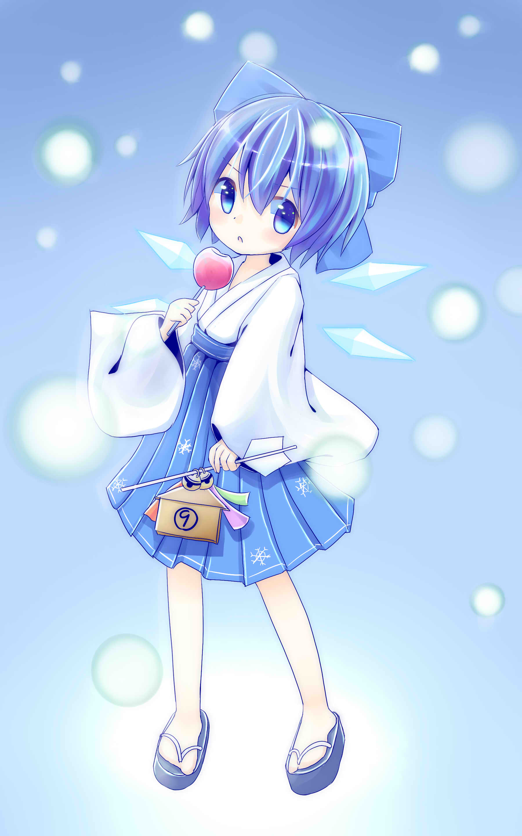 Safebooru - 1girl absurdres alternate costume blue eyes blue hair candy apple choko (mixberry ...