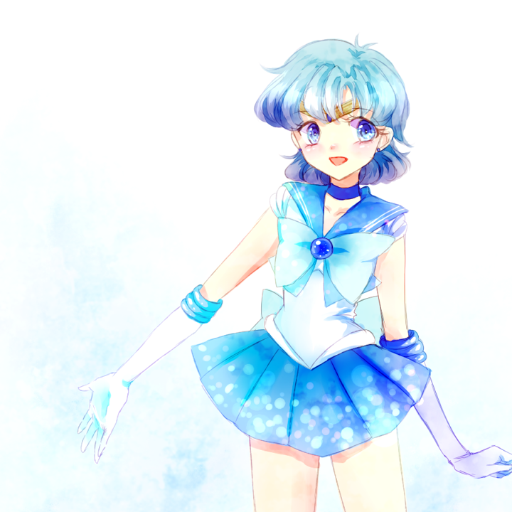 Safebooru - 1girl bishoujo senshi sailor moon blue eyes blue hair blue skirt bow choker elbow ...