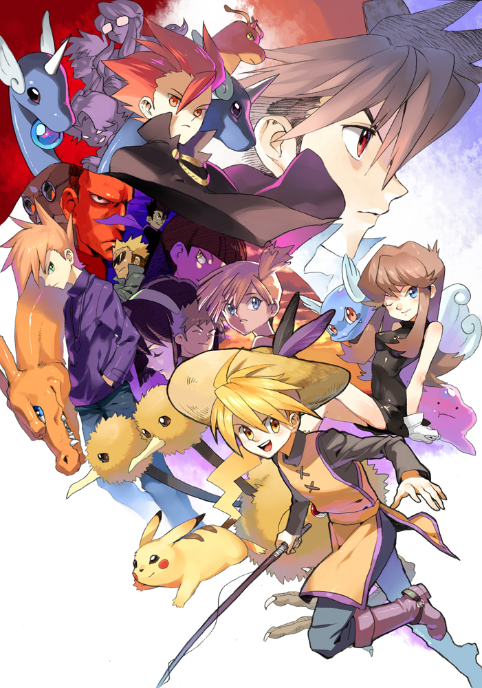 Safebooru - 6+boys 6+girls anzu (pokemon) arched back backwards hat ...