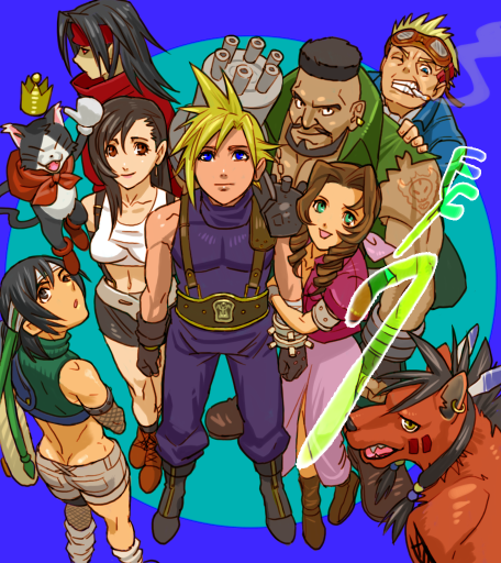 Safebooru - aerith gainsborough barret wallace black eyes black hair ...