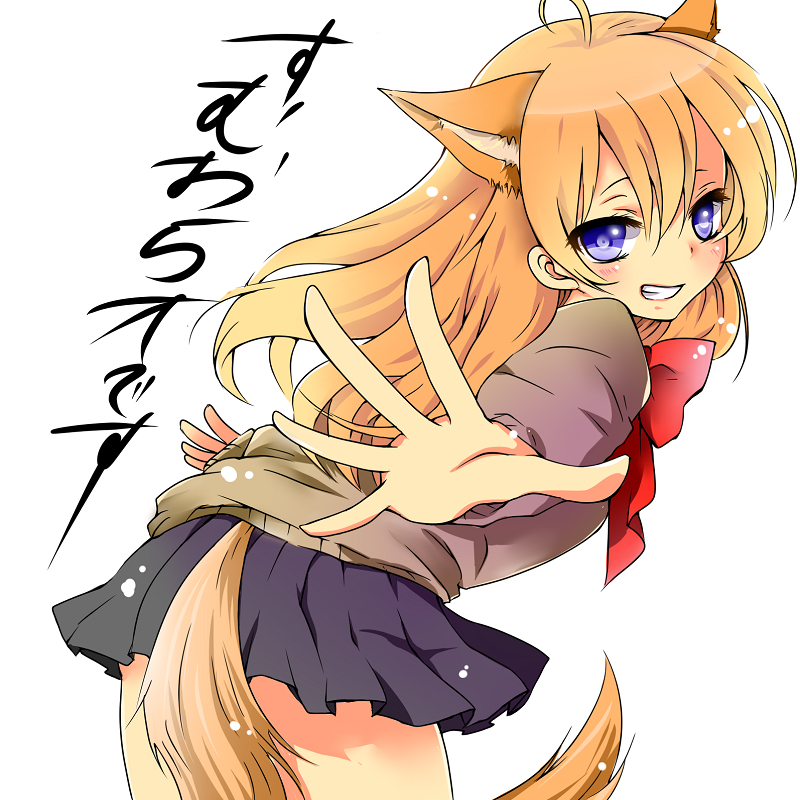 Safebooru - 1girl ahoge animal ears blue eyes brown hair dog ears elin (tera) foreshortening ...