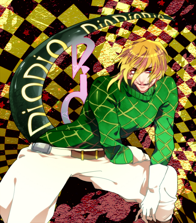 Safebooru - 1boy blonde hair blue eyes checkered checkered background ...