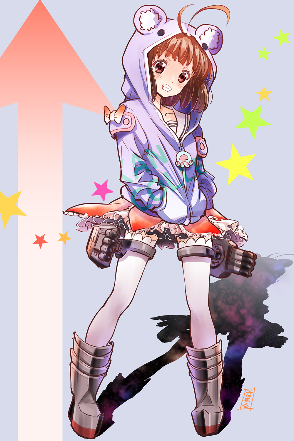 Safebooru - 1girl ahoge animal ears animal hood antenna hair brown eyes brown hair double bun ...