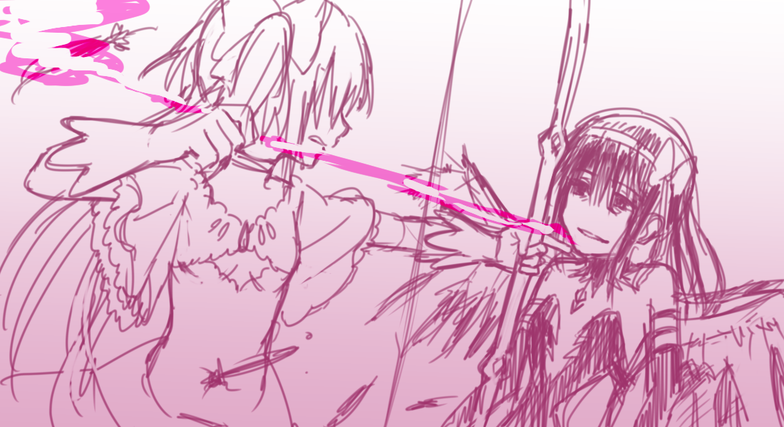 Safebooru - 2girls akemi homura akuma homura black hair bow dress gloves goddess madoka hair ...