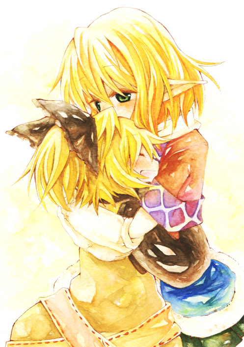 Safebooru - 2girls arm warmers blonde hair bow closed eyes dress green ...