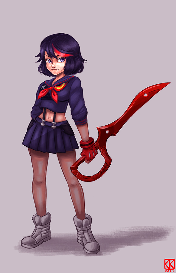 Safebooru - 1girl black hair blue eyes fingerless gloves full body ...