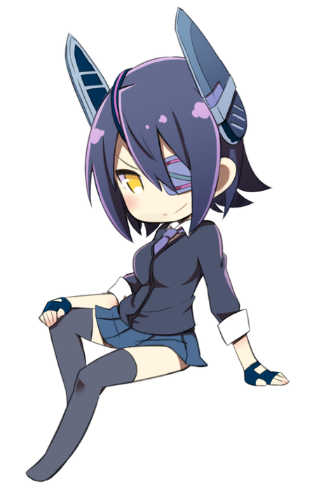 Safebooru - 1girl black legwear breasts chibi eyepatch fingerless ...
