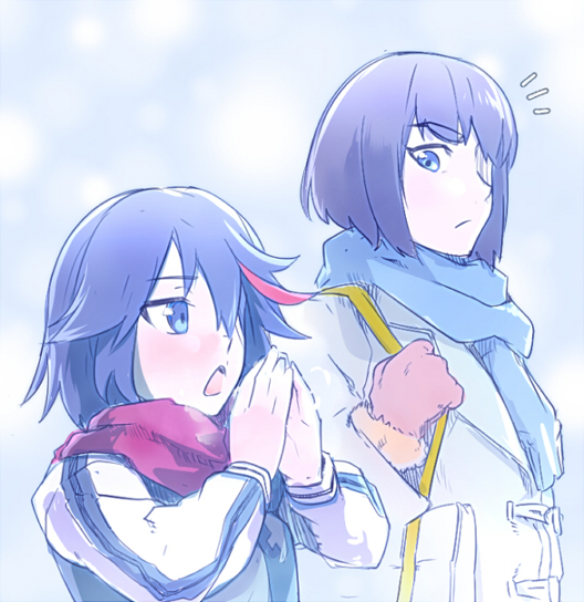 Safebooru - 2girls akama zenta blue eyes coat jacket kill la kill kiryuuin satsuki letterman ...