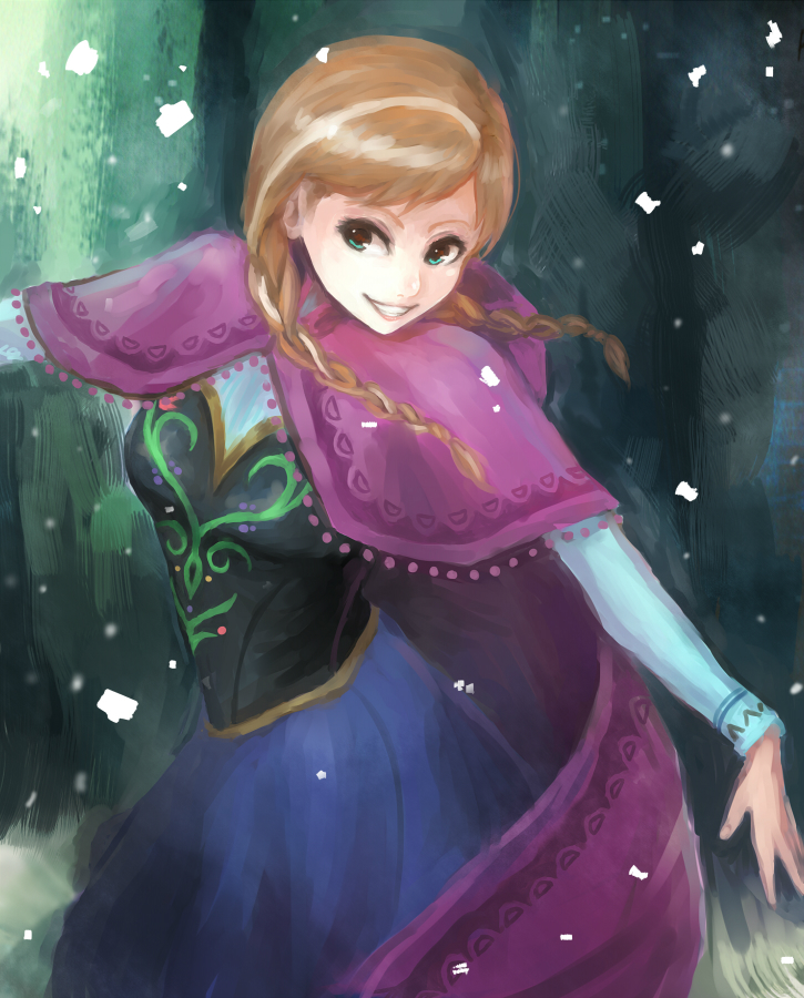 Safebooru - 1girl anna (frozen) braid brown hair cape dress frozen ...