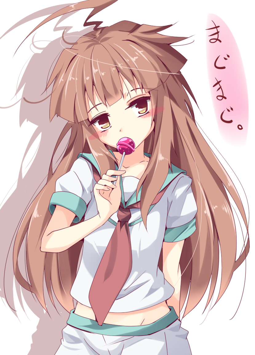 Safebooru - 1girl ahoge brown eyes brown hair candy kantai collection kuma (kantai collection ...