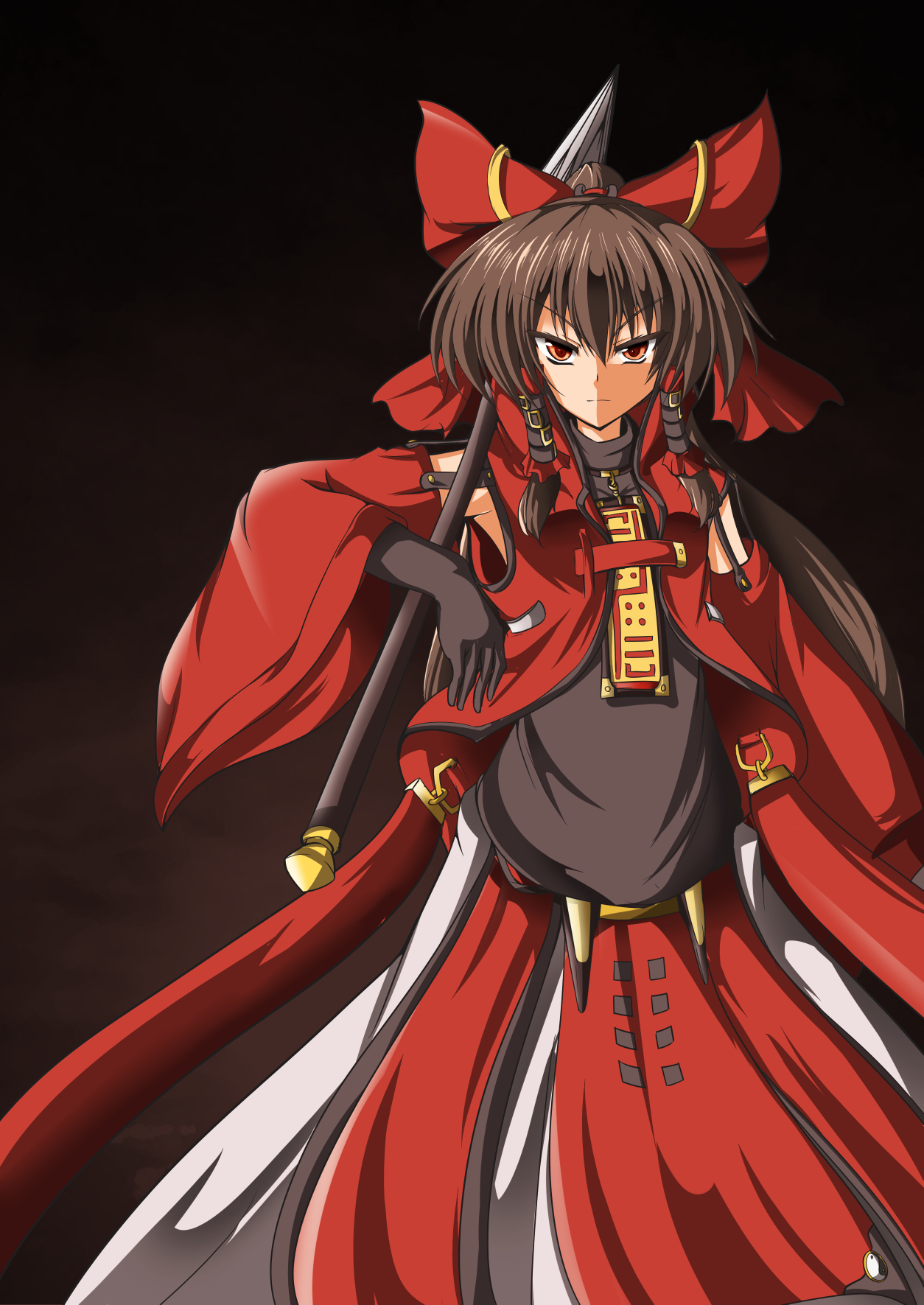 Safebooru - 1girl brown eyes brown hair detached sleeves gloves guilty ...