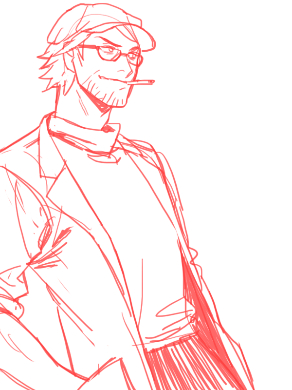 Safebooru - 1boy assa cigarette facial hair glasses hat kondraki ...