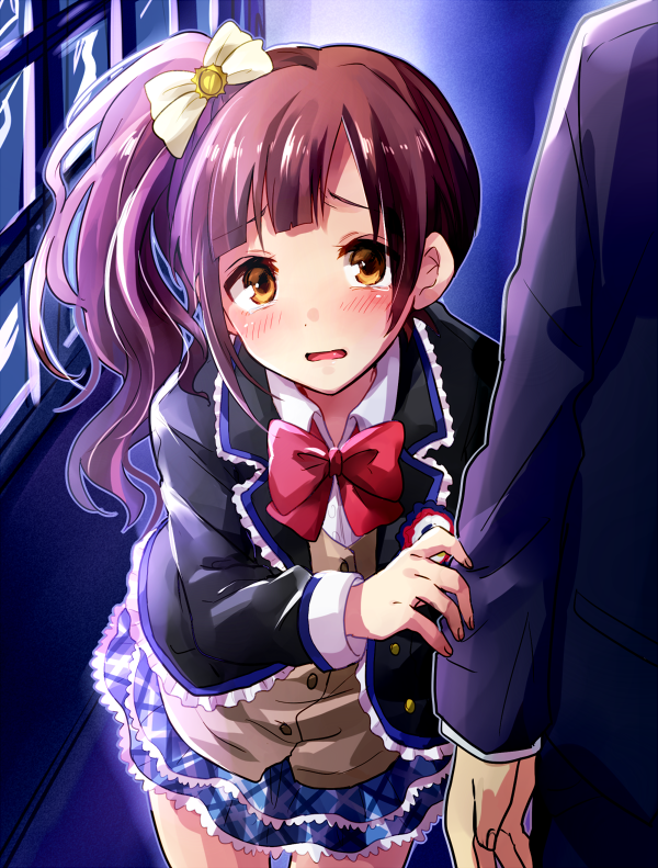 Safebooru - 1girl anko (nanzo) blush bow brown eyes brown hair crying crying with eyes open ...