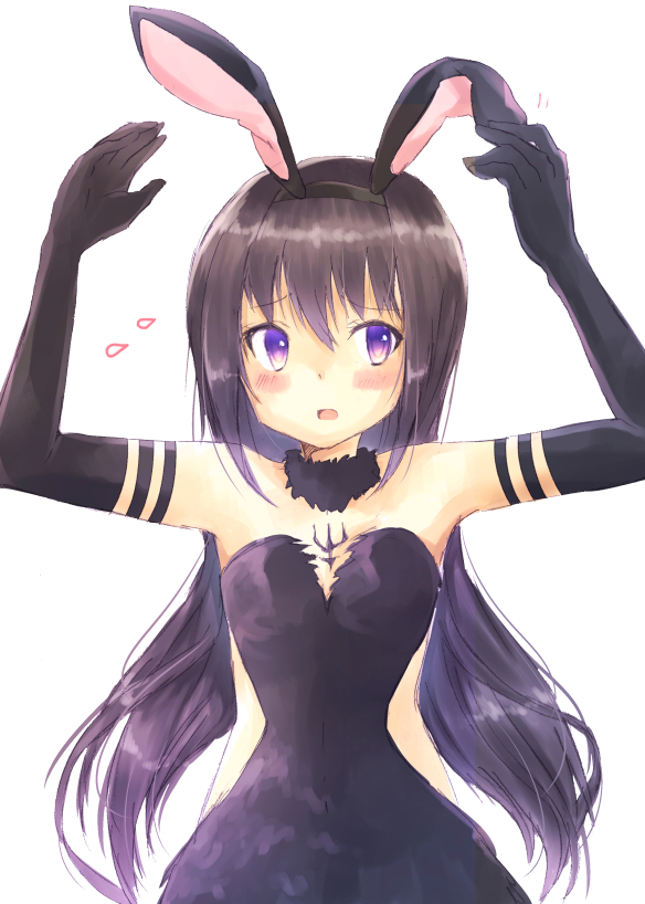 Safebooru - 1girl akemi homura akuma homura animal ears black hair blush dress elbow gloves ...